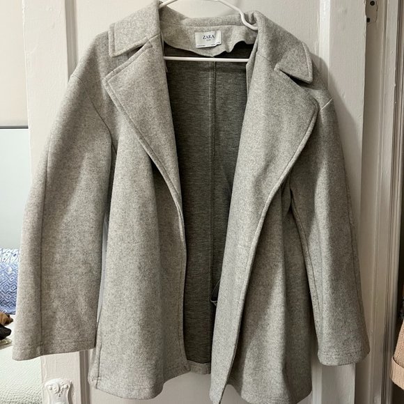 Zara | Jackets & Coats | Zara Basic Gray Peacoat M | Poshmark